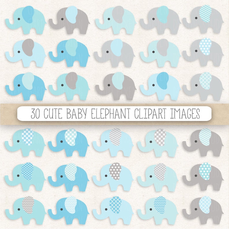 Blue Elephant Clip Art for Nursery Baby Shower. Baby Boy - Etsy