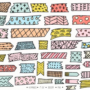Washi Tape Clipart. Hand Drawn Washi Clip Art. Doodle School Supply ...