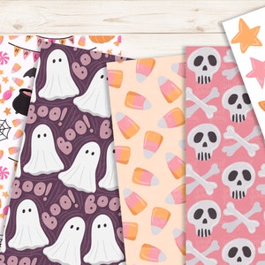 Cute Halloween Digital Paper. Hand Drawn Spooky Halloween Background ...
