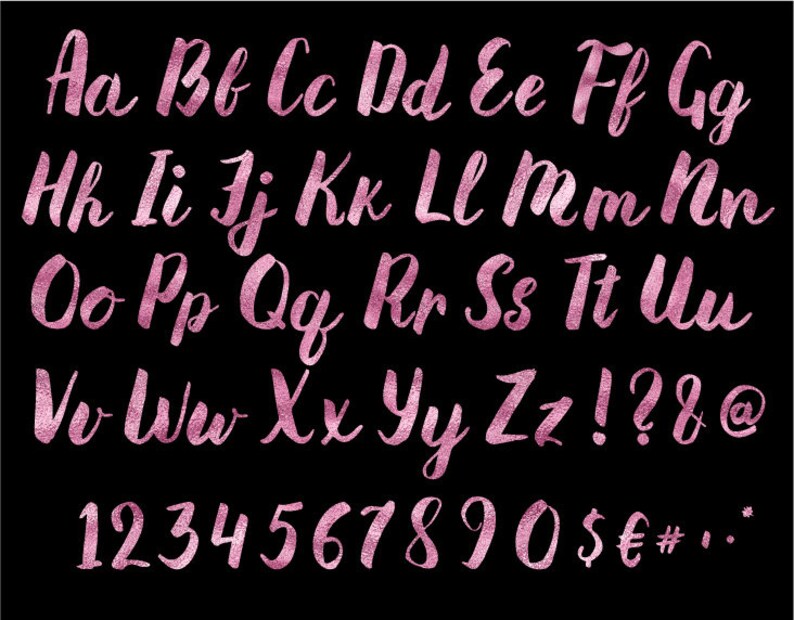 Pink Foil Alphabet Clipart Sparkly Letters Metallic Numbers - Etsy