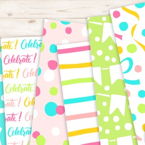 Birthday Digital Paper. Hand Drawn Party Digital Backdrop. Celebration ...