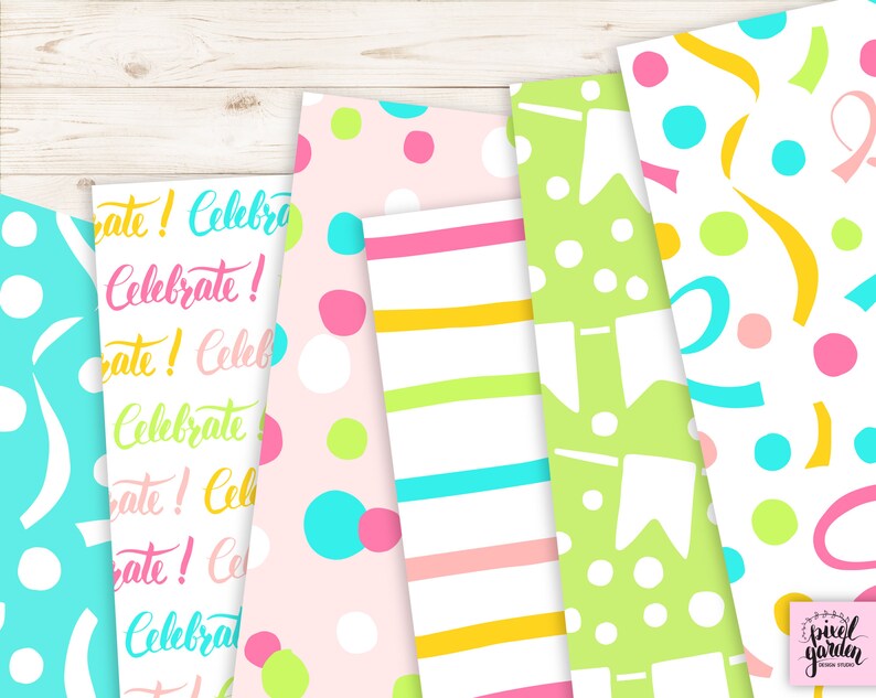 Birthday Digital Paper. Hand Drawn Party Digital Backdrop. | Etsy