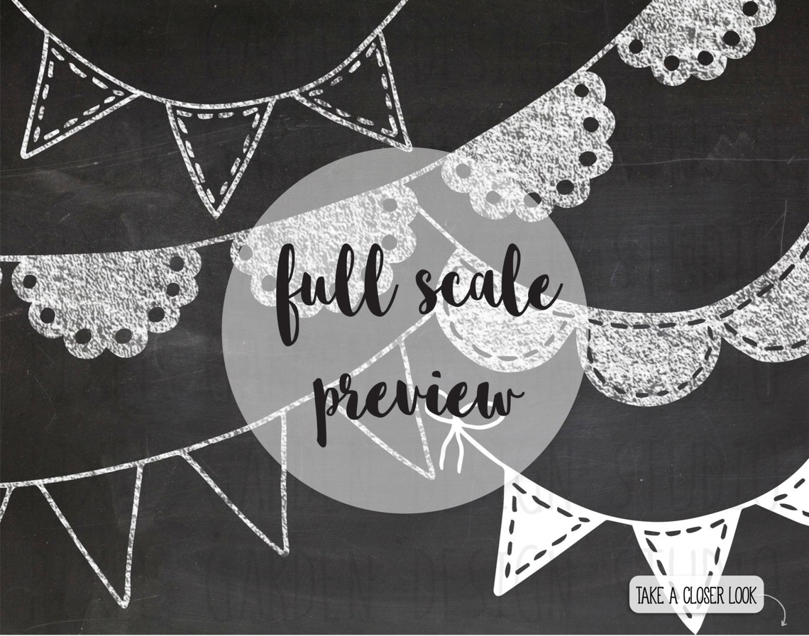 Chalkboard Bunting Banner Clip Art. Hand Drawn Birthday - Etsy