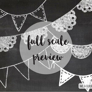 Chalkboard Bunting Banner Clip Art. Hand Drawn Birthday Bunting Banners ...