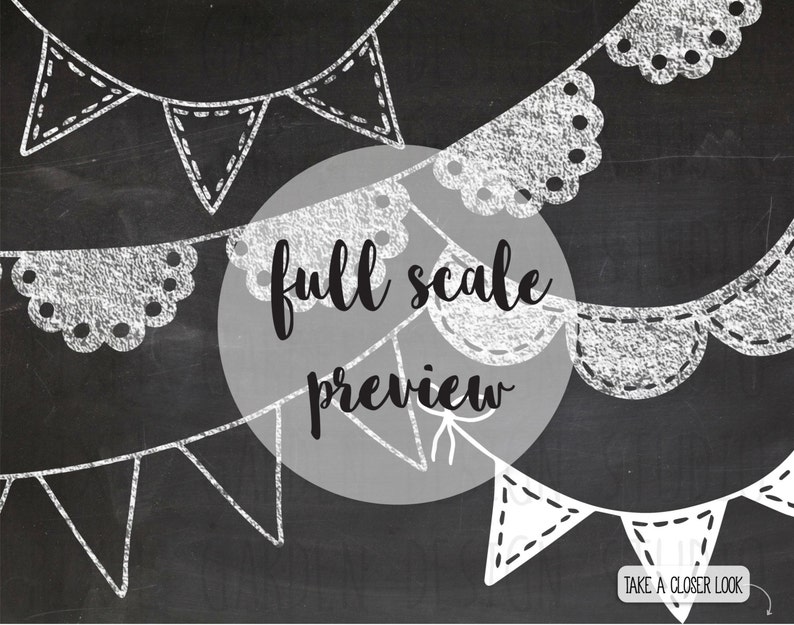 Chalkboard Bunting Banner Clip Art. Hand Drawn Birthday | Etsy