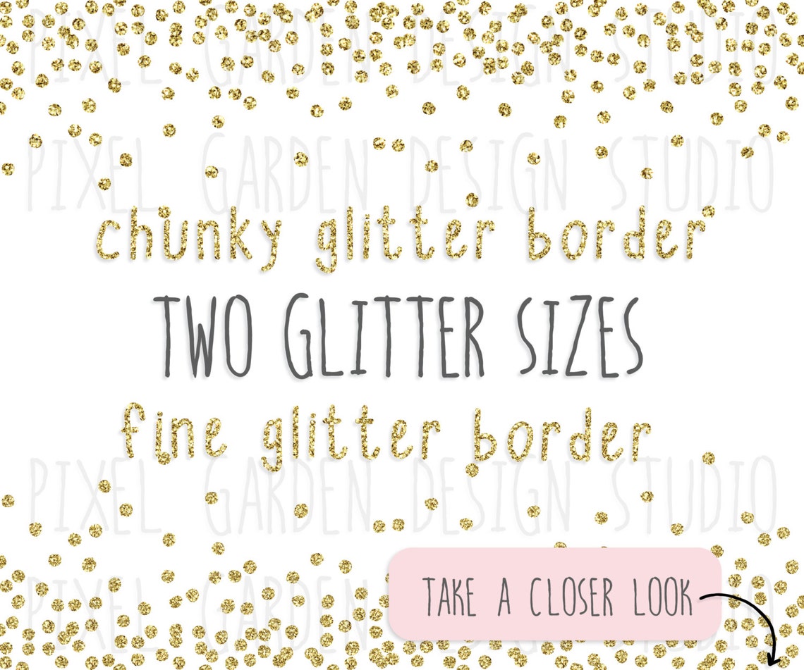 Gold Glitter Confetti Borders Clip Art. Glitter Borders and | Etsy