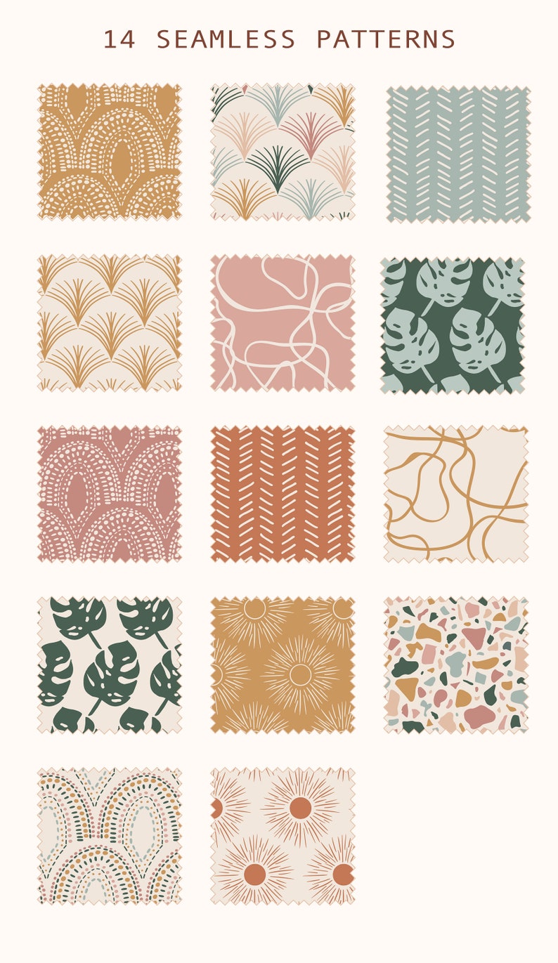 Boho Digital Paper. Seamless Boho Patterns. Scandinavian Scrapbook ...