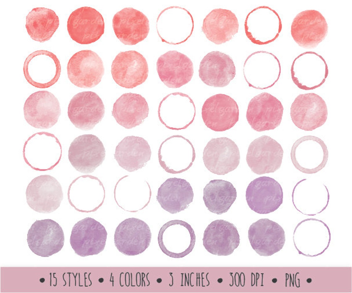 Watercolor Circles Clip Art. Hand Painted Bubbles. Hand Drawn Clipart ...