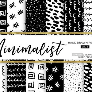 Nordic Minimalist Pattern Bundle. Black, White Scandinavian Digital ...