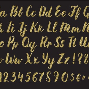 Gold Glitter Alphabet Clipart. Sparkly Letters, Numbers, Symbols. Hand ...