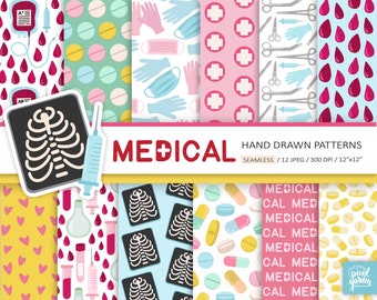 Medical Digital Paper. Nurse, Doctor Pattern. Hospital, Pills, Virus ...