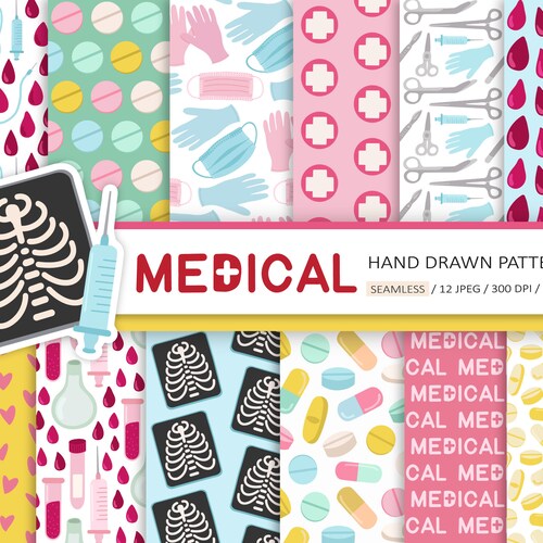 Medical Digital Paper. Nurse Doctor Pattern. Hospital Pills - Etsy