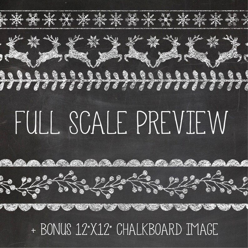 Chalk Christmas Borders Clip Art. Chalkboard Holiday Ribbon | Etsy