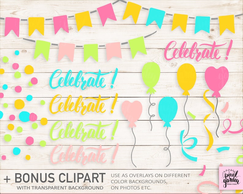 Birthday Digital Paper. Hand Drawn Party Digital Backdrop. | Etsy