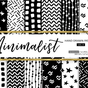 Nordic Minimalist Pattern Bundle. Black, White Scandinavian Digital ...