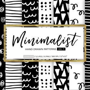 Geometric Digital Paper. Black & White Minimalist Blog Background. Hand ...