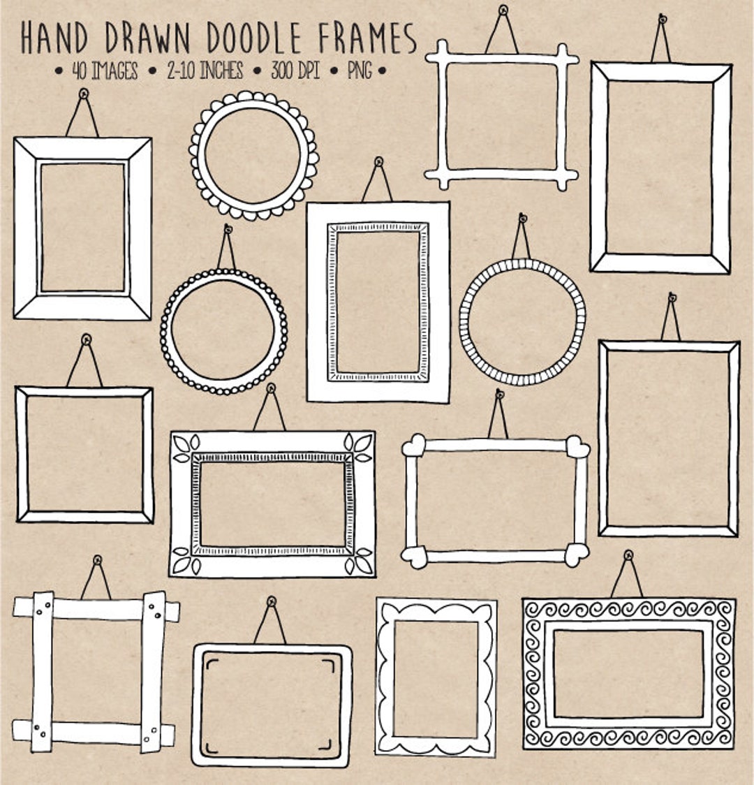 Doodle Frames Clipart. Hand Drawn Frames Clipart. Photo Borders, Frames ...