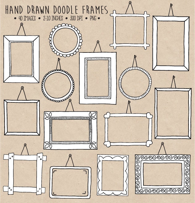 Doodle Frames Clipart. Hand Drawn Frames Clipart. Photo - Etsy Australia