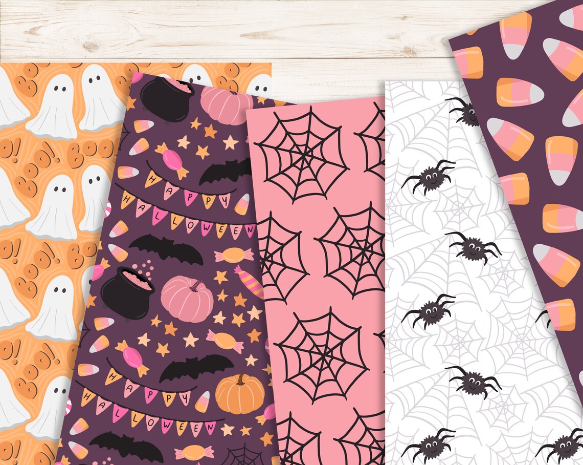 Cute Halloween Digital Paper. Hand Drawn Spooky Halloween - Etsy