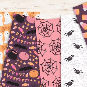 Cute Halloween Digital Paper. Hand Drawn Spooky Halloween Background ...
