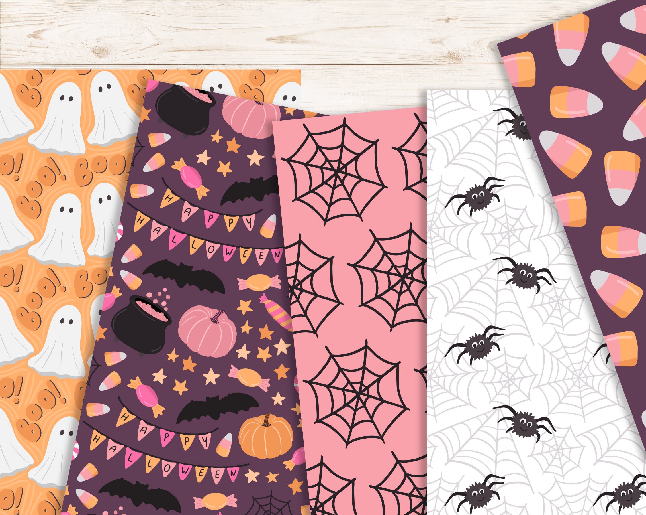 Cute Halloween Digital Paper. Hand Drawn Spooky Halloween Background ...