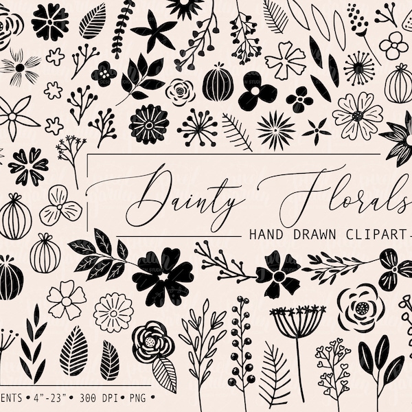 Wildflower Doodle - Etsy