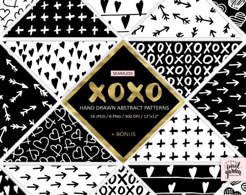 Love Hearts Arrows Digital Paper. Monochrome Valentines Day - Etsy