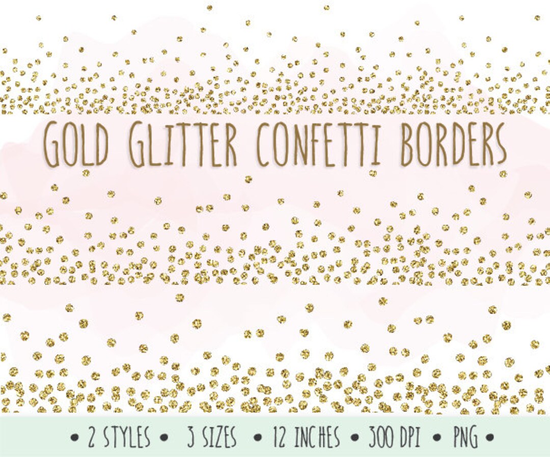 Gold Glitter Confetti Borders Clip Art. Glitter Borders and Frames ...