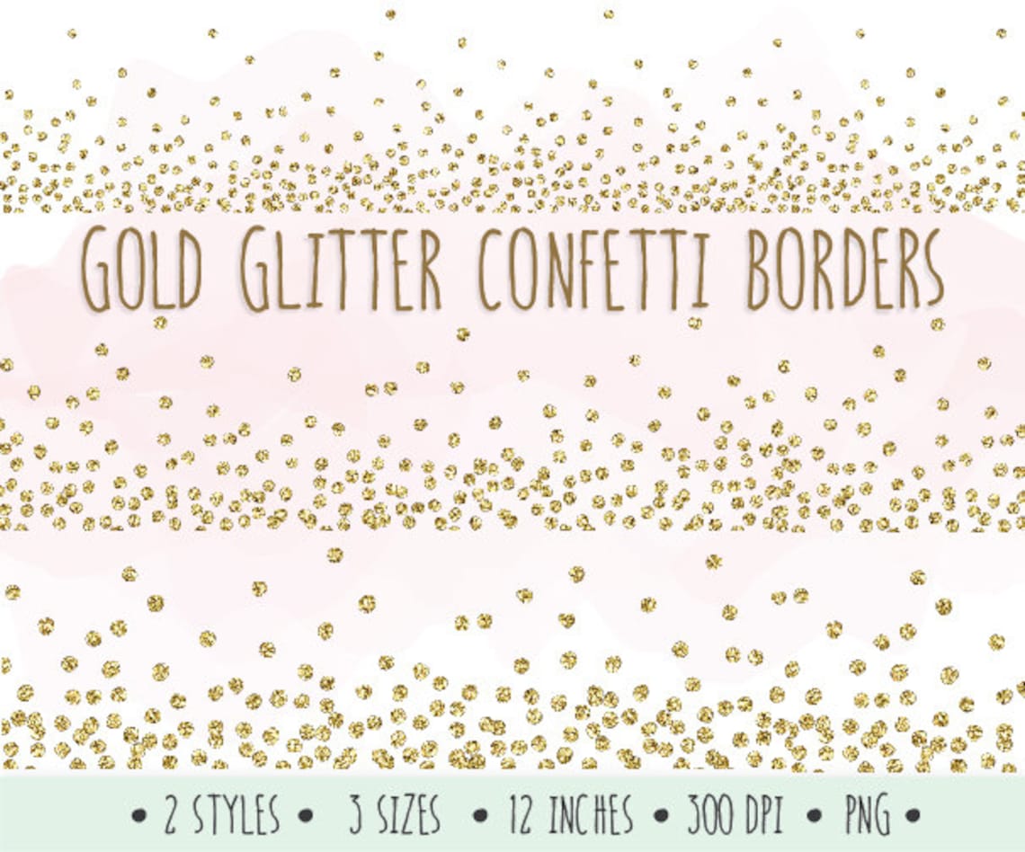 Gold Glitter Confetti Borders Clip Art. Glitter Borders and - Etsy