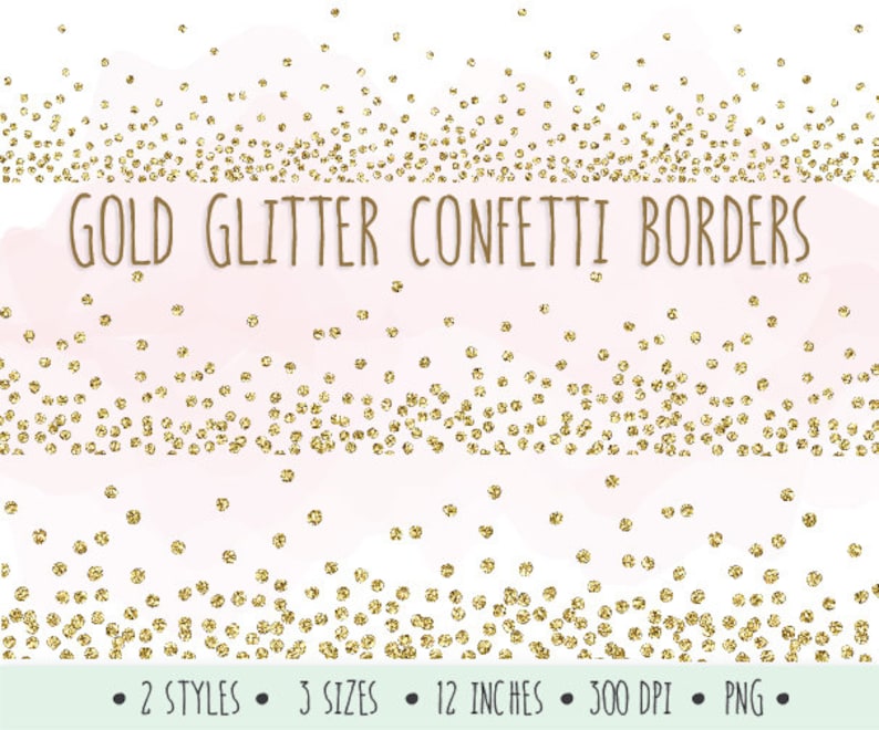 Gold Glitter Confetti Borders Clip Art. Glitter Borders and - Etsy