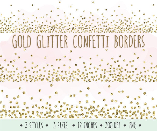 Gold Glitter Confetti Borders Clip Art. Glitter Borders and | Etsy