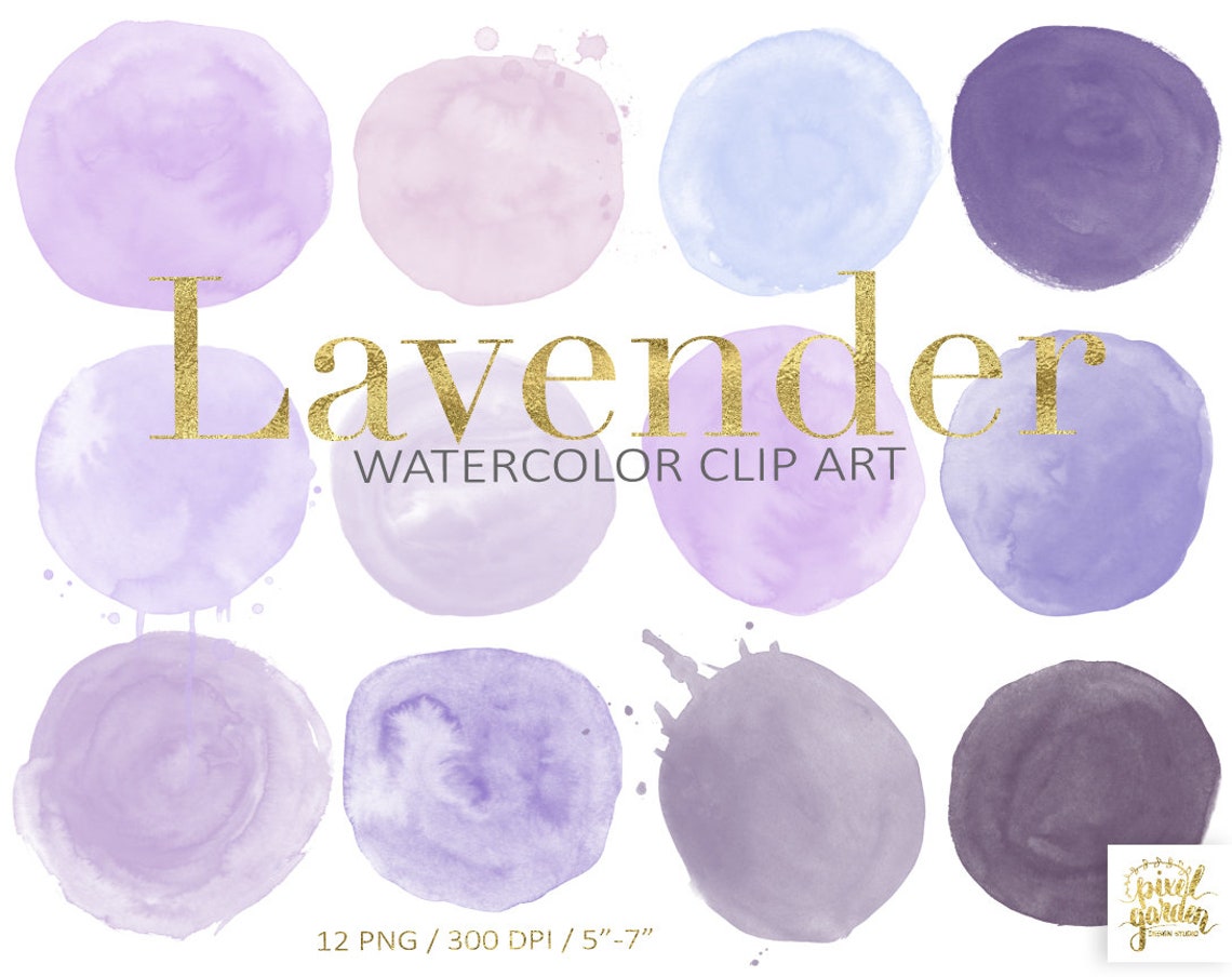 Lavender Watercolor Circles Clip Art. Purple Logo Design Elements ...