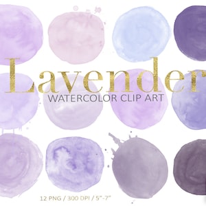 Lavender Watercolor Circles Clip Art. Purple Logo Design Elements ...