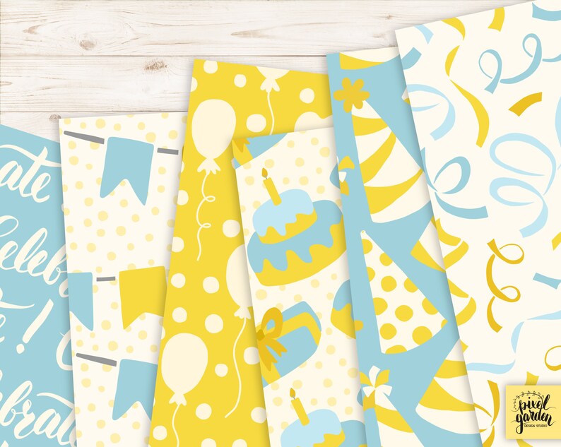 Birthday Digital Paper. Hand Drawn Seamless Party Digital - Etsy