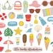 Summer Clipart. Hand Drawn Beach, Vacation, Holiday Clip Art. Doodle ...