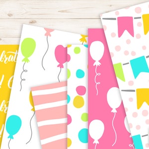 Birthday Digital Paper. Hand Drawn Party Digital Backdrop. Celebration ...