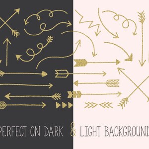 Gold Glitter Arrows Clip Art. Hand Drawn Arrows Clipart. Glitter Doodle ...