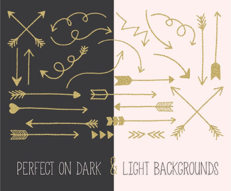 Gold Glitter Arrows Clip Art. Hand Drawn Arrows Clipart. - Etsy