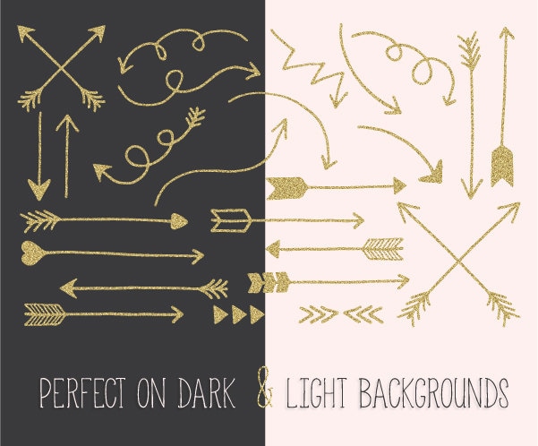 Gold Glitter Arrows Clip Art. Hand Drawn Arrows Clipart. - Etsy