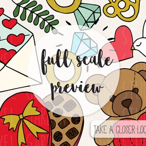 Doodle Love, Wedding Clipart. Hand Drawn Valentine's Day Clip Art ...