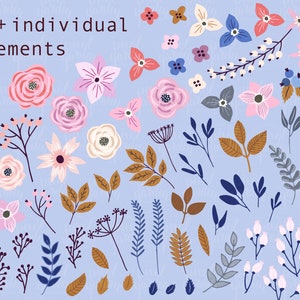 Hand Drawn Floral Clip Art. Hand Drawn Botanical Illustrations ...