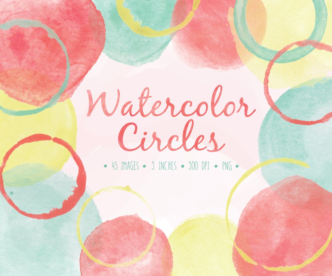 Watercolor Circles Clip Art. Hand Painted Bubbles. Hand Drawn Frames ...