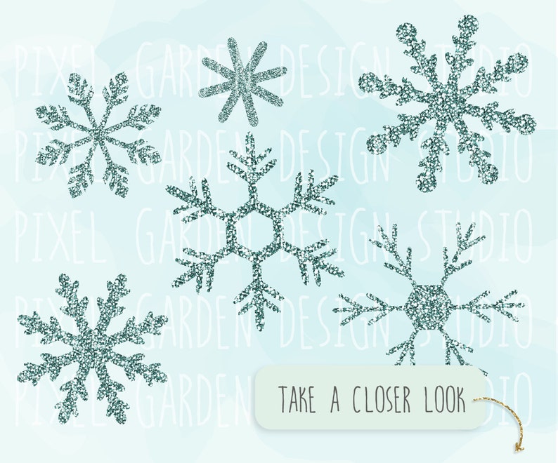 Blue Glitter Snowflake Clip Art Set. Frozen Christmas | Etsy