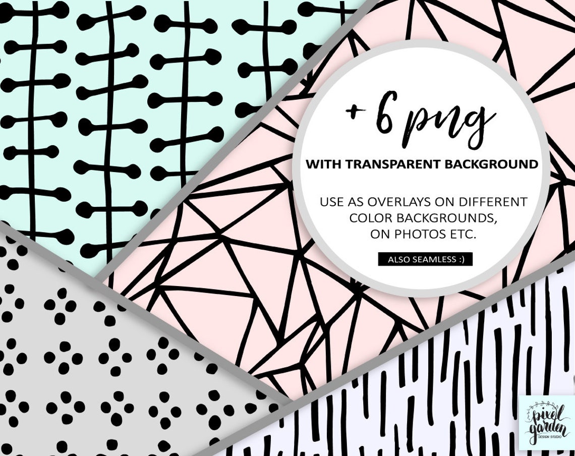 Nordic Digital Paper. Black White Hand Drawn Geometric - Etsy