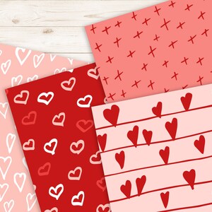 Valentines Day Digital Paper. Minimalist Love, Hearts Background. Hand ...