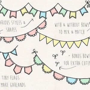 Bunting Banner Clip Art. Doodle Flag Banners. Hand Drawn Party Garland ...