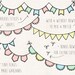Bunting Banner Clip Art. Doodle Flag Banners. Hand Drawn Party Garland ...