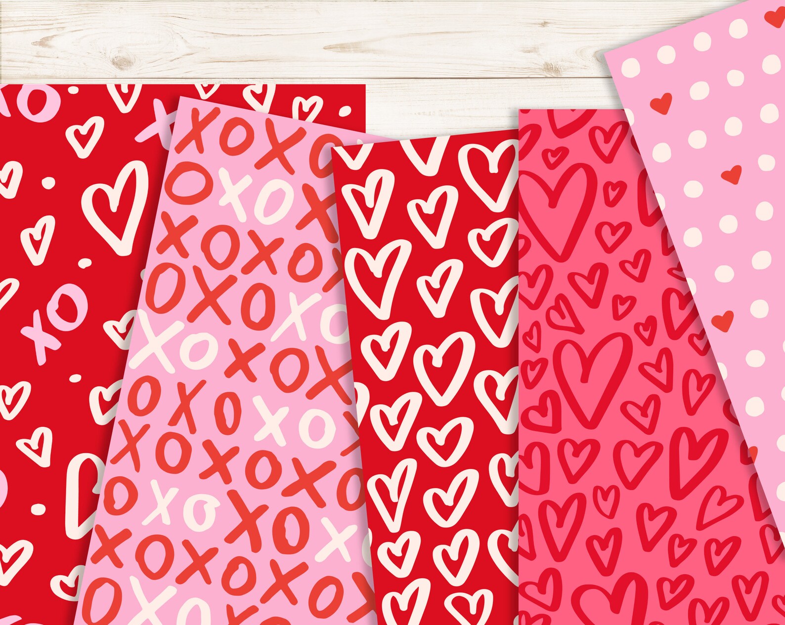 Love Seamless Patterns. Valentines Day Digital Paper. Hand Drawn Love ...