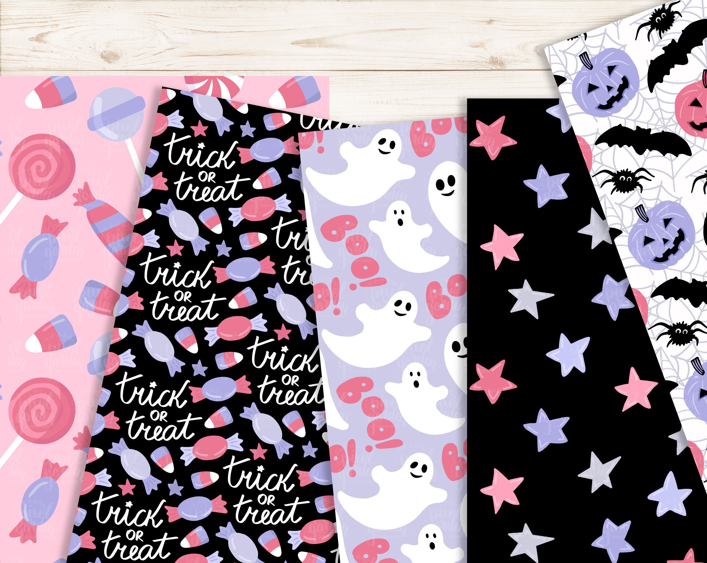 Cute Halloween Digital Paper. Hand Drawn Spooky Halloween Background ...