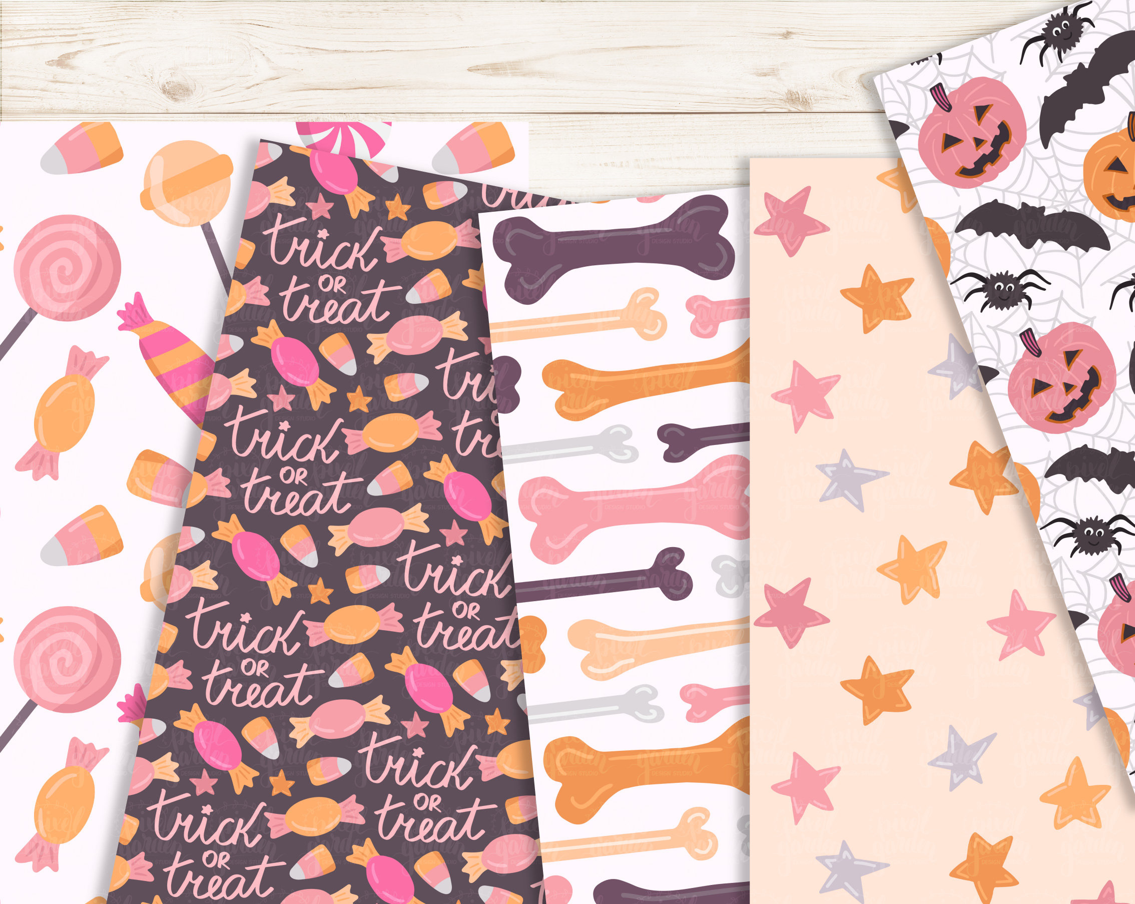 Cute Halloween Digital Paper. Hand Drawn Spooky Halloween Background ...